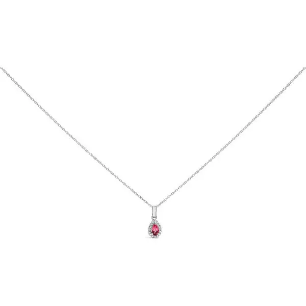 HAUS OF BRILLIANCE 10k White Gold Gemstone And Diamond Pendant Necklace - Pink Tourmaline | White